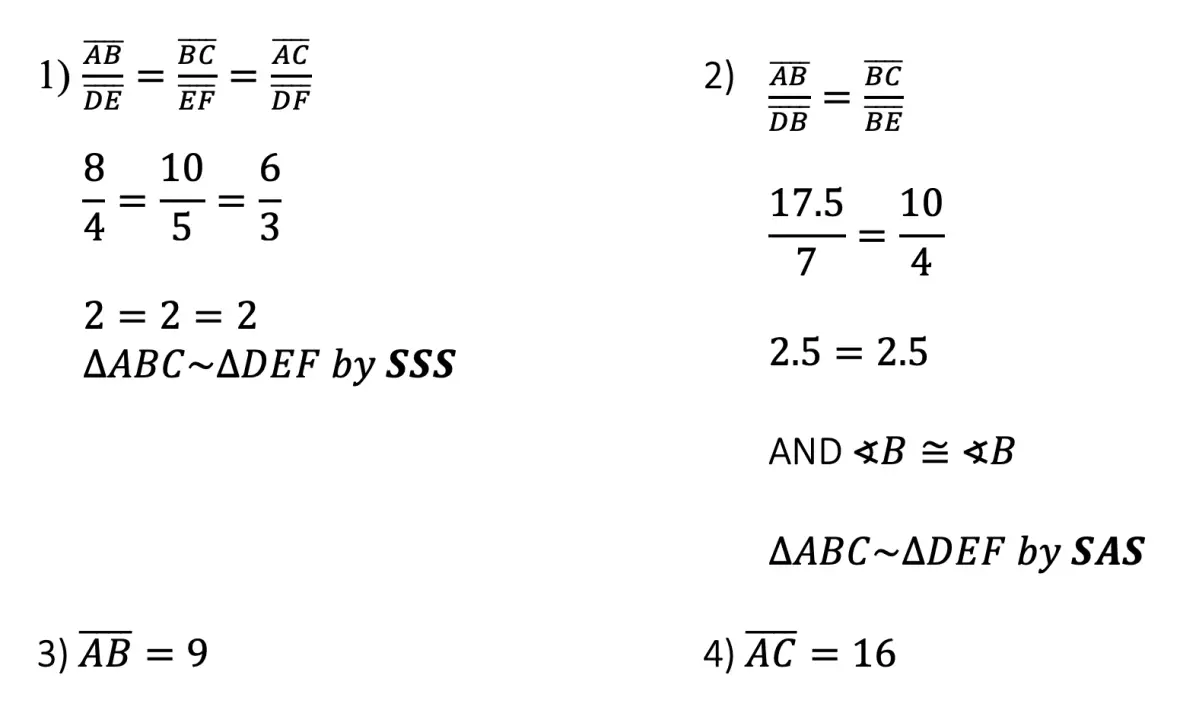 Similar Triangles: AA, SSS, & SAS - Math Lessons