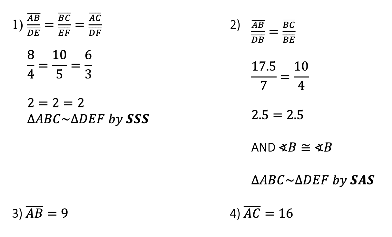 Similar Triangles: AA, SSS, & SAS - Math Lessons