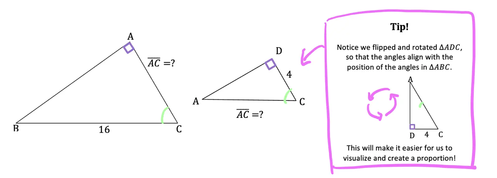 Legs of a Right Triangle (when an altitude is drawn) - Math Lessons