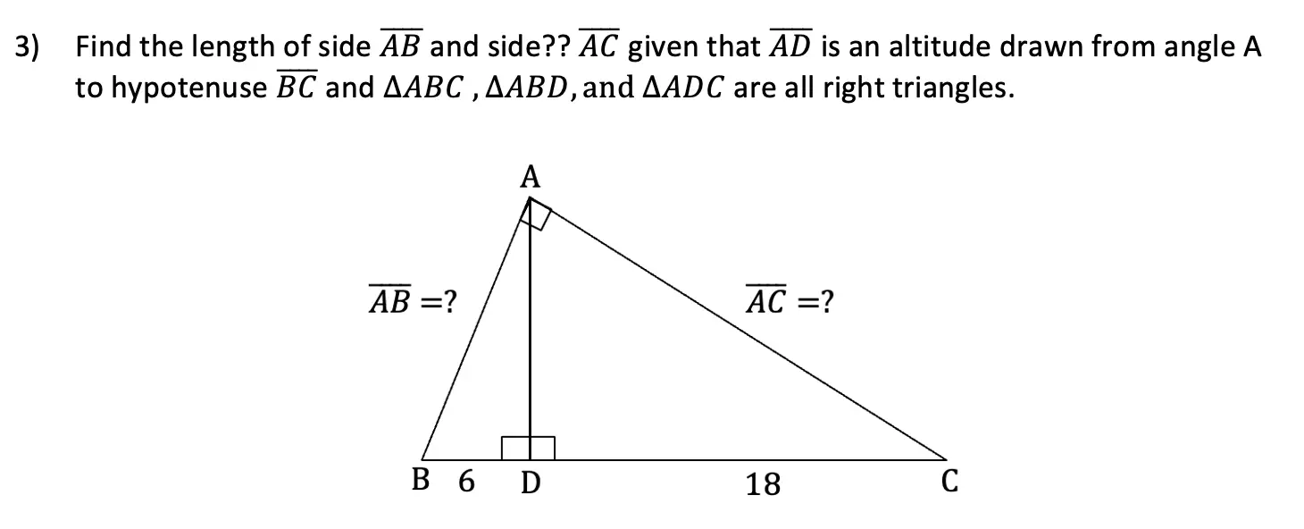Legs of a Right Triangle (when an altitude is drawn) - Math Lessons