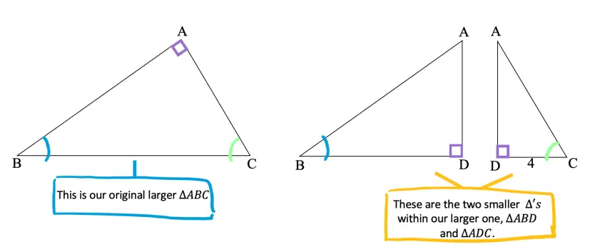 Legs of a Right Triangle (when an altitude is drawn) - Math Lessons