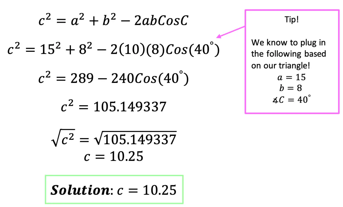 Law of Cosines - Math Lessons